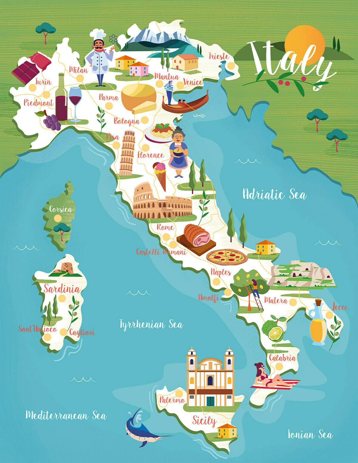 MAPA DE ITALIA MOCHILEROS VIAJEROS