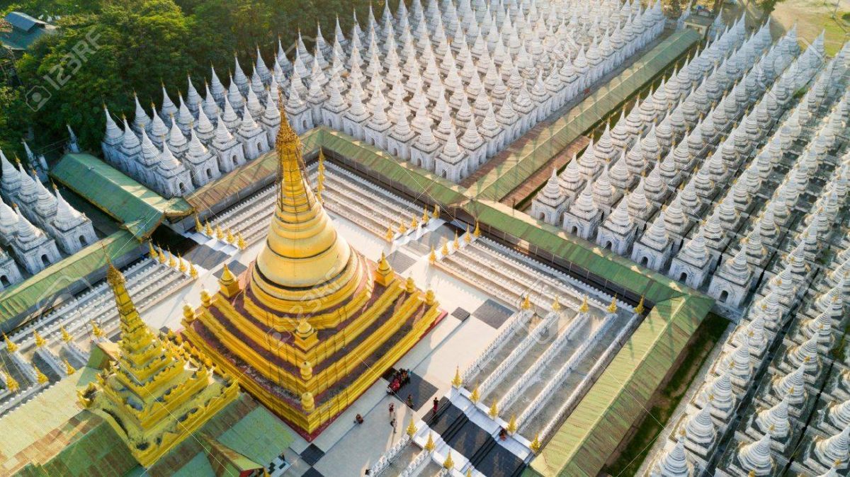 Aerial view of Kuthodaw Pagoda in Myanmar - MOCHILEROS VIAJEROS
